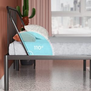 WOHOMO Queen Bed Frame with Hug Me Detachable Headboard, Platform Bed Frame Queen Size with Round Corner 15.75 inch Hight Anti Slip Support, Metal Slat Support, Not Squeak, No Box Spring Needed, Black