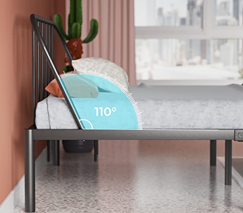 WOHOMO Queen Bed Frame with Hug Me Detachable Headboard, Platform Bed Frame Queen Size with Round Corner 15.75 inch Hight Anti Slip Support, Metal Slat Support, Not Squeak, No Box Spring Needed, Black