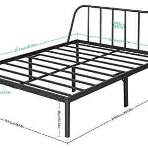 WOHOMO Queen Bed Frame with Hug Me Detachable Headboard, Platform Bed Frame Queen Size with Round Corner 15.75 inch Hight Anti Slip Support, Metal Slat Support, Not Squeak, No Box Spring Needed, Black