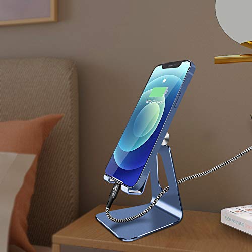 SKEJER Adjustable Cell Phone Stand, Phone Holder,Tablet Stand Dock,Aluminum Desktop Compatible with iPhone 12 iPad,Samsung Galaxy,Google All Smart Phone/Tablets Under 10 in-Pacific Blue