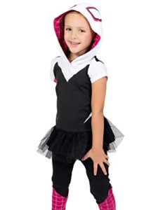 marvel spider-man spider-gwen ghost spider little girls cosplay t-shirt and leggings 7-8