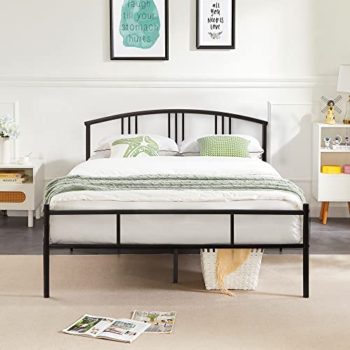 VECELO 14 inch Full Size Bed Frame Metal Platform Mattress Foundation with headboard Footboard Steel Slat Support/No Box Spring Needed/Easy Assembly