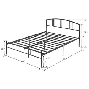 VECELO 14 inch Full Size Bed Frame Metal Platform Mattress Foundation with headboard Footboard Steel Slat Support/No Box Spring Needed/Easy Assembly