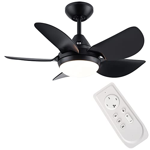 IQCSXLQ Black Low Profile Ceiling Fan with Lights and Remote, Small Bedroom Ceiling Fan with Light and Remote Enclosed, Modern Ceiling Fan for Kitchen Dining Room Living Room Patio (30 Inch, Black)