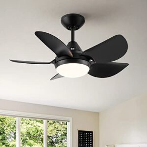 IQCSXLQ Black Low Profile Ceiling Fan with Lights and Remote, Small Bedroom Ceiling Fan with Light and Remote Enclosed, Modern Ceiling Fan for Kitchen Dining Room Living Room Patio (30 Inch, Black)