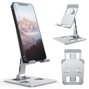 sakya folding cell phone stand, fully adjustable desktop phone holder cradle dock compatible with phone 14, plus, pro, pro max, 13 12 x xs,android smartphone, pad (7-12"), desk accessories upgrade