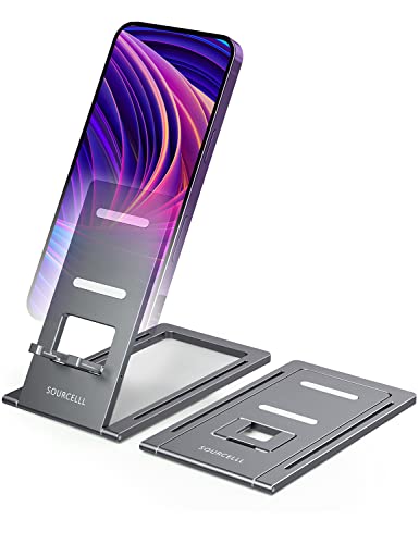 Cell Phone Stand for Desk,Adjustable Phone Stand Holder,Foldable Desk Phone Mount Stand Holder Compatible with Mobile Phones /4-10''Tablet,Portable iPhone Stand/Dock/Cradle,Versatile Phone Stand(Flat)