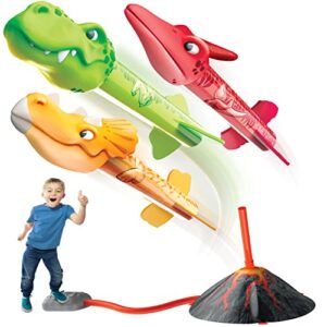 mindsprout dino blasters | rocket launcher for kids - launch up to 100 ft. birthday gift, for boys & girls age 3 4 5 6 7 years old - outdoor toys, family fun, dinosaur toy, kids (patent pending)