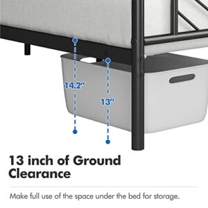 Yaheetech Queen Size Platform Bed Frame with Arrow Design Headboard, 13 Inches Metal Mattress Foundation for Storage, No Box Spring Needed, Easy Assembly, Modern, Black