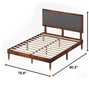 ZINUS Raymond Wood Platform Bed Frame with Adjustable Upholstered Headboard / Solid Wood Foundation / Wood Slat Support / No Box Spring Needed / Easy Assembly, King