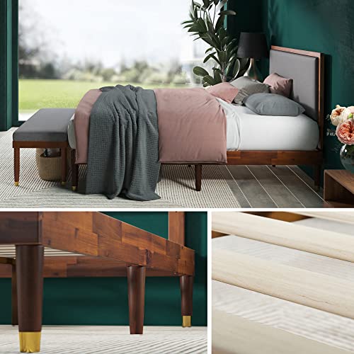 ZINUS Raymond Wood Platform Bed Frame with Adjustable Upholstered Headboard / Solid Wood Foundation / Wood Slat Support / No Box Spring Needed / Easy Assembly, King