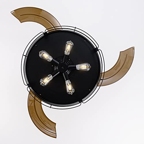 Parrot Uncle Ceiling Fans with Lights and Remote 52 Inch Black Ceiling Fan with Light and Retractable Blades Outdoor Ceiling Fans for Patios Covered