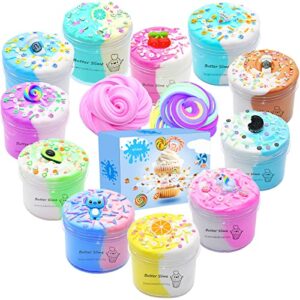 butter slime kit two-toned 11 packed fidget toy, educational slime toys, birthday gifts prize party favors for girl boys kids 6 7 8 9 10 11 12