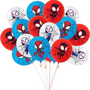 Spidey and His Amazing Friends Birthday Party Supplies Decorations Set with Tablecloth,Plates,Napkins, Banner, Balloons, Hanging Swirls, Cake Cupcake Toppers for Boys Girls Spidey-Theme Party