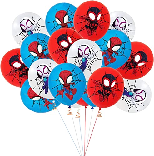 Spidey and His Amazing Friends Birthday Party Supplies Decorations Set with Tablecloth,Plates,Napkins, Banner, Balloons, Hanging Swirls, Cake Cupcake Toppers for Boys Girls Spidey-Theme Party