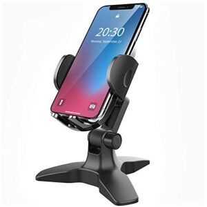 cell phone stand for desk, adjustable desk phone stand, thick case friendly cell phone holder desk, heavy duty phone stand for recording office home, compatible with iphone 14 13 12 11, galaxy s20