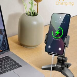 Cell Phone Stand for Desk, Adjustable Desk Phone Stand, Thick Case Friendly Cell Phone Holder Desk, Heavy Duty Phone Stand for Recording Office Home, Compatible with iPhone 14 13 12 11, Galaxy s20