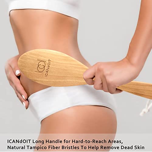 ICANdOIT-4 in 1 Foot File Callus Remover with Long Handle Classic Dry Brushing Body Brush Back Scrubber,Shower Brush for exfoliator Skin and Remove Dead Skin Cells