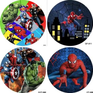 Generic MARVEL Spiderman Iron Man Hulk Banner Round Backgrounds Cloth Party Circle Backdrop for Kids Birthday Party Decoration Covers MARVEL/Spray Painted/Sichuan/Polyester & Thin vinyl/photo backgrou