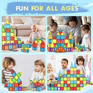 GEPER 32PCS Magnetic Tiles, Beginner Set Toddler Toys Girls & Boys, Magnetic Building Blocks Toys for 3+ Year Old, Ideal Gift STEM Toys, Montessori Learning Sensory Magnet Tiles for Kids 3-4 Birthday