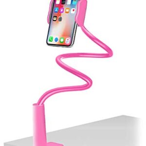 Aduro Phone Holder for Desk Gooseneck Bed Mount Cell Phone Stand Clamp with Adjustable Arm Compatible with All iPhone Galaxy Pink