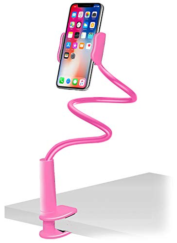 Aduro Phone Holder for Desk Gooseneck Bed Mount Cell Phone Stand Clamp with Adjustable Arm Compatible with All iPhone Galaxy Pink