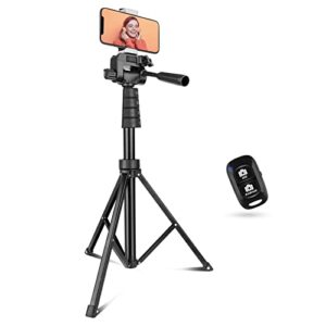 aureday 67" phone tripod&camera stand, selfie stick tripod with remote and phone holder, perfect for selfies/video recording/vlogging/live streaming