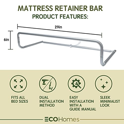 ECOHomes Mattress Retainer Bar for Foot of Beds for Home, RV | Non Slip Gaskets Metal Bar Holder for Bottom of Bed Frames & Adjustable Beds - Guard Rail Stops Mattress from Sliding, Moving & Slipping