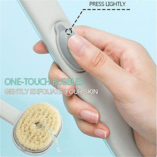 VEFSU Long Handle Liquid Bath Brush Multifunctional Detachable Back Body Bath Shower Sponge Scrubber Brushes with Handle Massager Exfoliating Body Brush for Hair (Green, One Size)