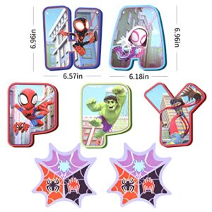 Cute Cartoon Birthday Banner Party Supplies Superhero Theme Happy Birthday Banners for Boys Girls Kids Teens Adults Birthday Party Decorations