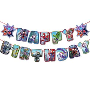 cute cartoon birthday banner party supplies superhero theme happy birthday banners for boys girls kids teens adults birthday party decorations