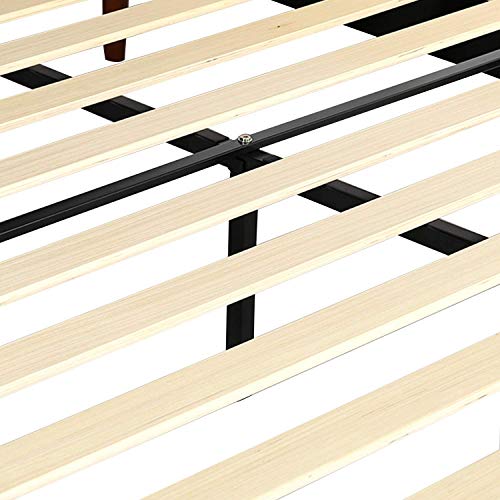 VECELO Premium Faux Leather Upholstered Platform Bed Frame/Mattress Foundation/No Box Spring Needed/Strong Wood Slat Support PU Black, (Queen)