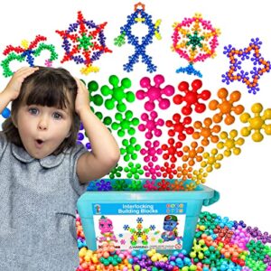 curious 2 learn 300 pieces building blocks- kids stem toys educational building toys- discs sets interlocking, solid plastic for preschool kids boys and girls aged 3+, creativity kids toys