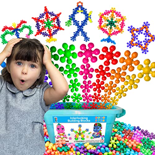 Curious 2 Learn 300 Pieces Building Blocks- Kids STEM Toys Educational Building Toys- Discs Sets Interlocking, Solid Plastic for Preschool Kids Boys and Girls Aged 3+, Creativity Kids Toys