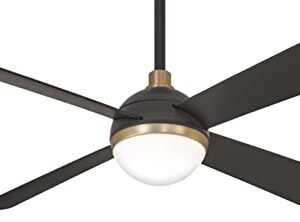 MINKA-AIRE F623L-BC/SBR Orb 54 Inch Ceiling Fan with Integrated 16W LED Light, Black Brushed Carbon/Soft Brass Finish