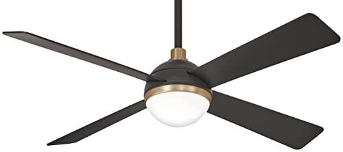 MINKA-AIRE F623L-BC/SBR Orb 54 Inch Ceiling Fan with Integrated 16W LED Light, Black Brushed Carbon/Soft Brass Finish