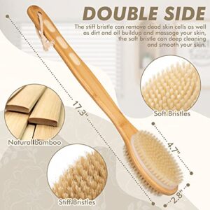 Back Scrubber for Shower, Body Brush & Back Scratcher Set with Long Handle for Adult Men Women, Bath Dual-Sided for Wet or Dry Brushing, Exfoliating Skin.