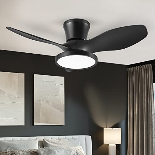 ocioc Quiet Ceiling Fan with LED Light DC motor 32 inch Large Air Volume Remote Control for Kitchen Bedroom Dining room Patio