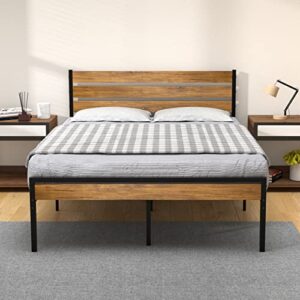 alkmaar 12 inch full size bed frame platform with headboard and footboard no box spring needed metal-wood platform bedframe, easy assembly