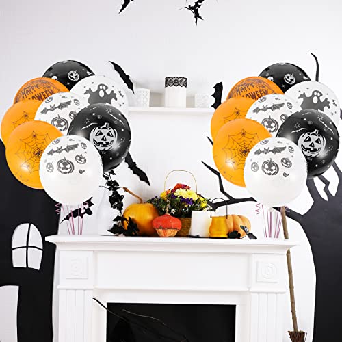 jojofuny 600 pcs Decorations Halloween Happy Balloons Pumpkin Gray Black Punch Orange Web Decoration Party Unique Balloon for Random Spider Ghost Style Supplies Festival Decor Pretty Latex