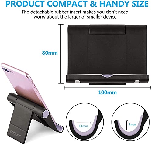 COOLOO 2Pack Phone Holder for Desk, Foldable Adjustable Multi-Angle Cell Phone Stand for Desk, Suitable for Phone 14/13 Pro Max/12/11 Plus SE/XS/XR/8/7, All Android Smartphone, Tablets (6-11")