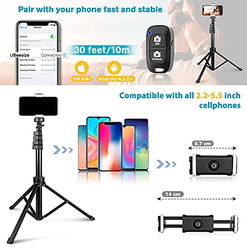 Aureday 62" Phone Tripod Accessory Kits, Camera & Cell Phone Tripod Stand with Wireless Remote and Universal Tripod Head Mount, Perfect for Selfies/Video Recording/Vlogging/Live Streaming