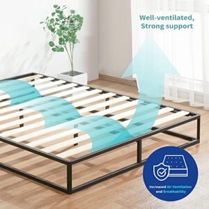 Olee Sleep 9 Inch Modern Metal Platform Bed Frame/Wooden Slats/Mattress Foundation/Wood Slat Support/No Box Spring Needed, Full, Black