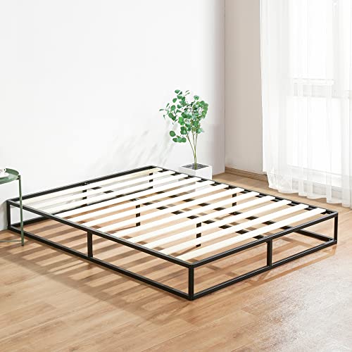 Olee Sleep 9 Inch Modern Metal Platform Bed Frame/Wooden Slats/Mattress Foundation/Wood Slat Support/No Box Spring Needed, Full, Black