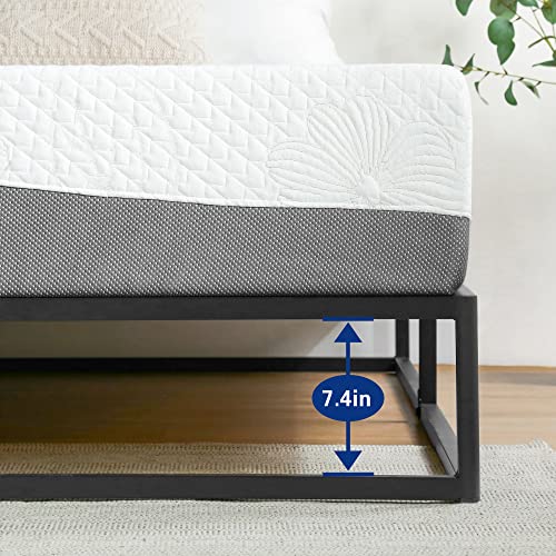 Olee Sleep 9 Inch Modern Metal Platform Bed Frame/Wooden Slats/Mattress Foundation/Wood Slat Support/No Box Spring Needed, Full, Black