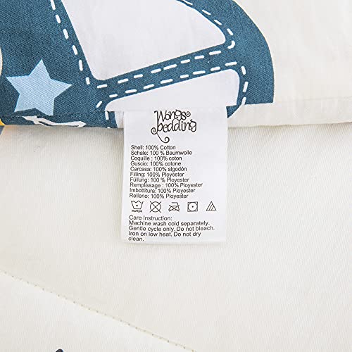 Cars Toddler Bedding Set Cotton Soft Reversible Crib Bedding Set for Boys Girls,4 Pieces Includes Comforter,Flat Sheet, Fitted Sheet and Pillowcase