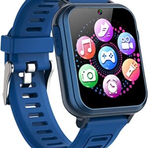 OVV Smart Game Watch for Kids, Kids Smart Watch with 16 Puzzle Games 1.44" HD Touch Screen Music Player Camera Video Recorder Alarm Clock Pedometer Educational Learning Toys Boys Girls (Blue)