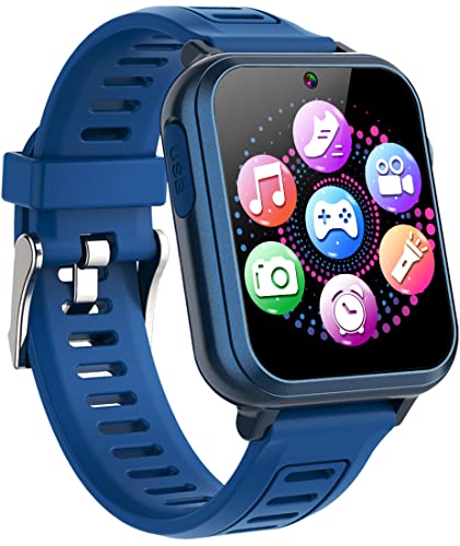 OVV Smart Game Watch for Kids, Kids Smart Watch with 16 Puzzle Games 1.44" HD Touch Screen Music Player Camera Video Recorder Alarm Clock Pedometer Educational Learning Toys Boys Girls (Blue)