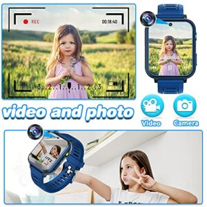 OVV Smart Game Watch for Kids, Kids Smart Watch with 16 Puzzle Games 1.44" HD Touch Screen Music Player Camera Video Recorder Alarm Clock Pedometer Educational Learning Toys Boys Girls (Blue)