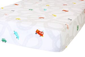 100% cotton fitted crib sheet - premium baby bedding - soft, breathable & durable - cars print